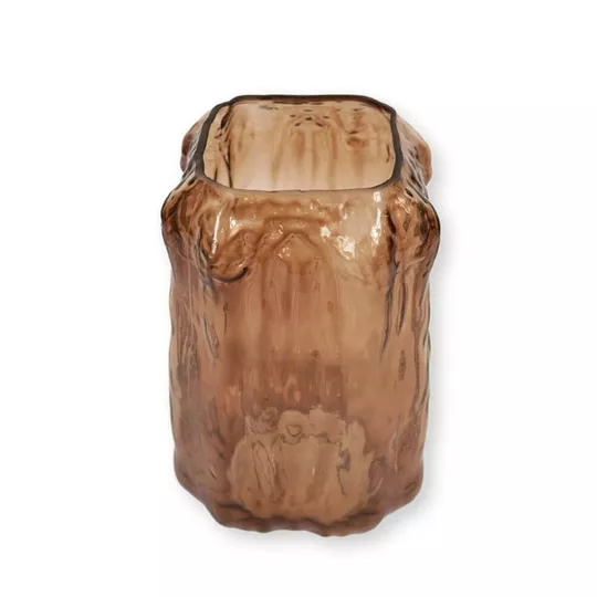 Meekes | PTMD Vase Verra glass brown 22 cm